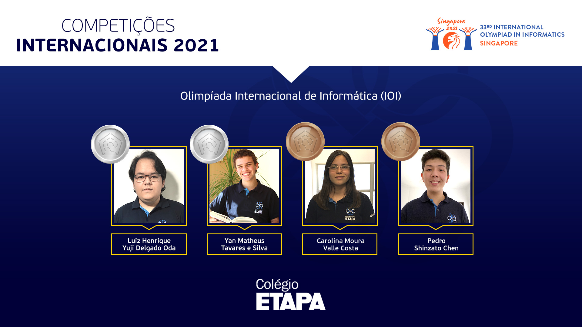 Alunos do Colégio Etapa conquistam medalhas na IOI 2021